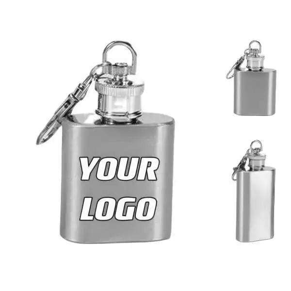 Portable 1 oz Stainless Steel Liquor Flask Key Chain - Daisy Promos Inc.